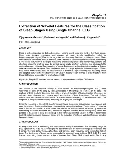 Pdf Extraction Of Wavelet Features For The Classification Of Sleep