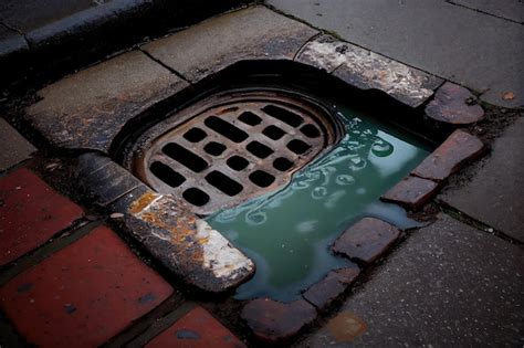 Premium Ai Image Sewer Overflow Spilling Onto The Pavement With