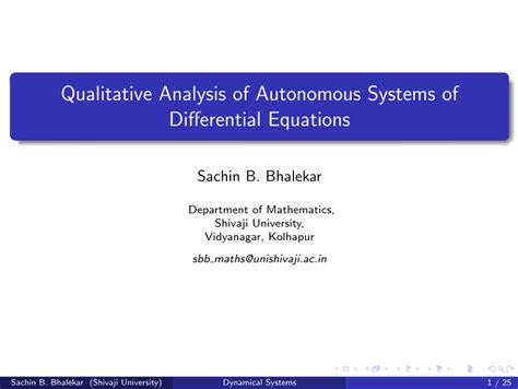 Pdf Qualitative Analysis Of Autonomous Systems Of Differential Equations