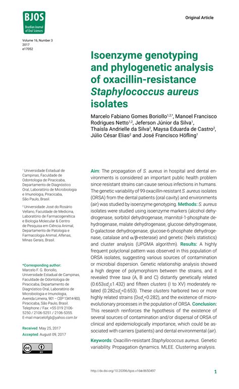 Pdf Isoenzyme Genotyping And Phylogenetic Analysis Of Oxacillin Resistance Staphylococcus
