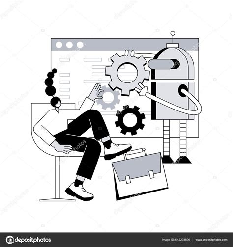 Collaborative Robotics Abstract Concept Vector Illustration