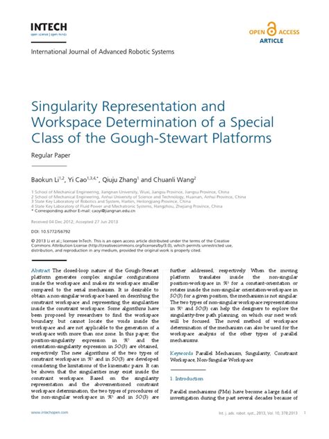 Pdf Singularity Representation And Workspace Determination Of A