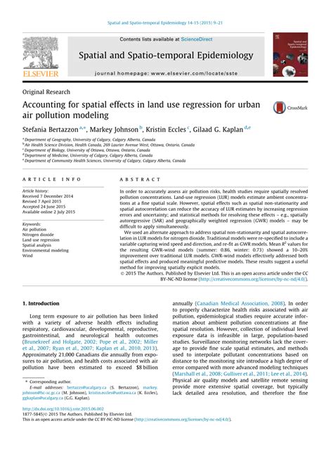 Pdf Accounting For Spatial Effects In Land Use Regression For Urban