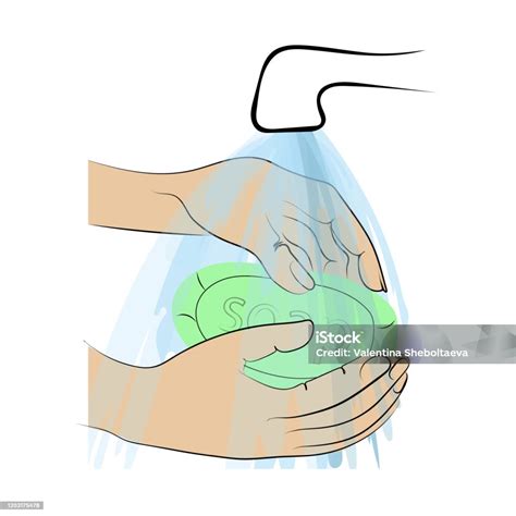 바이러스 성 질병 위생 벡터 스톡 일러스트의 예방 코로노 바이러스에 맞서 싸우고 흐르는 물에 비누로 손을 씻고 다양한 감염 및 병원체에 대한 보호 가글에 대한 스톡 벡터