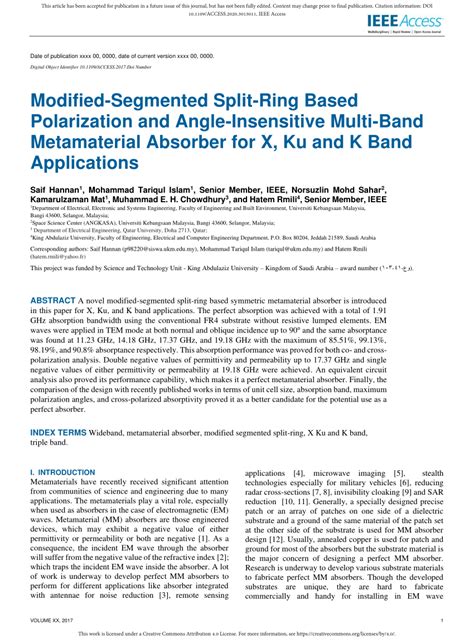 Pdf Modified Segmented Split Ring Based Polarization And Angle