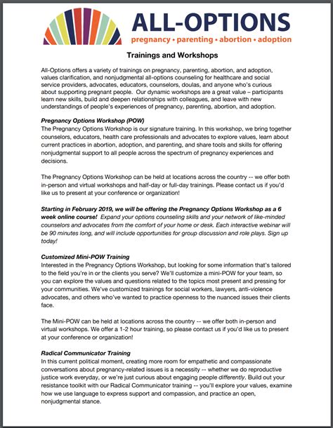 Pregnancy Options Workshop Flyer Free Pdf Download