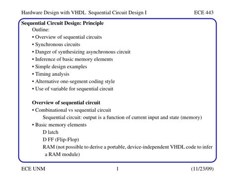 Ppt Hardware Design With Vhdl Sequential Circuit Design I Ece 443