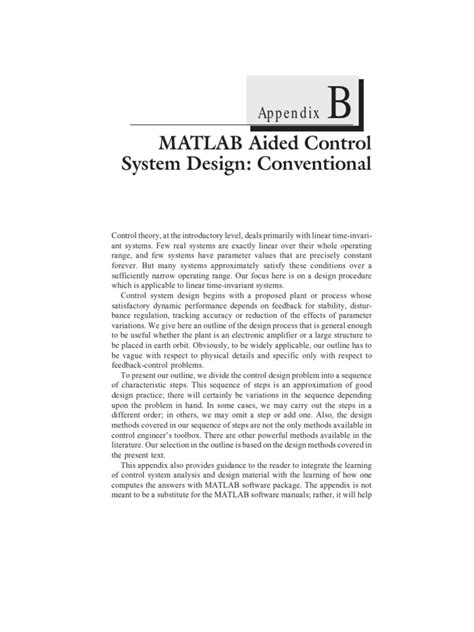 Matlab Aided Control System Design Process Pdf Control Theory