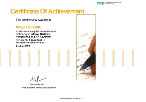 Poojitha Indala On Linkedin Infosys Certified Professional In Sap Abap For Functional Consultant