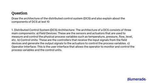 Solved Draw The Architecture Of The Distributed Control System Dcs