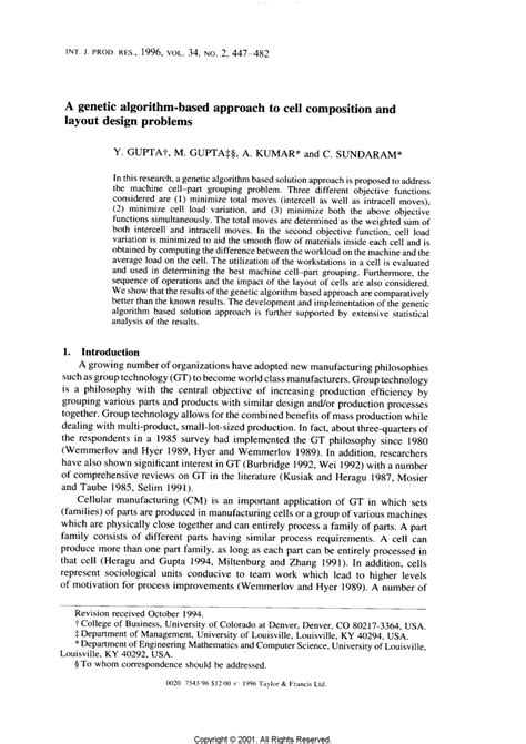 pdf a genetic algorithm based approach to cell composition and layout