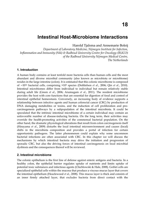 Pdf Intestinal Host Microbiome Interactions