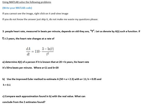 Solved Using MATLAB Solve The Following Problems Write Your Chegg