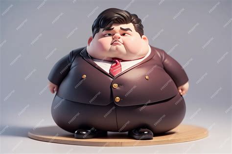 뚱뚱한 소년 만화 캐릭터 스타일링 애니메이션 스타일 뚱뚱한 벽지 배경 모델 캐릭터 렌더링 프리미엄 사진