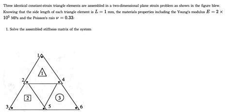 Solved Texts Three Identical Constant Strain Triangle Elements Are Assembled In A Two