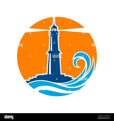 Lighthouse Or Beacon Tower Icon Of Vector Nautical Navigation Vintage Sea Light House
