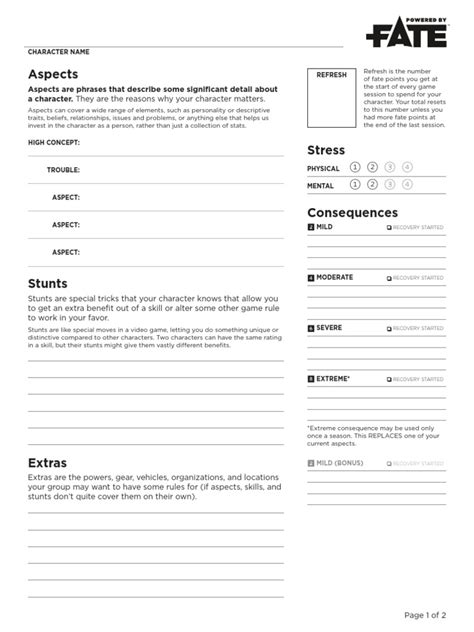 Fate Character Sheet Pdf Psychological Concepts Cognitive Science