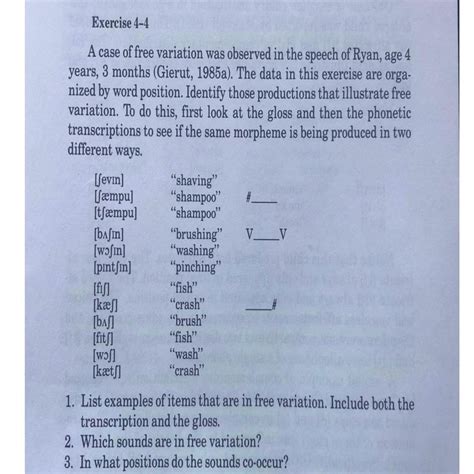 solved exercise 4 4a case of free variation was observed in