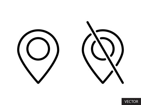 Location On Off Enable Disable Gps Icons In Line Style Design Isolated