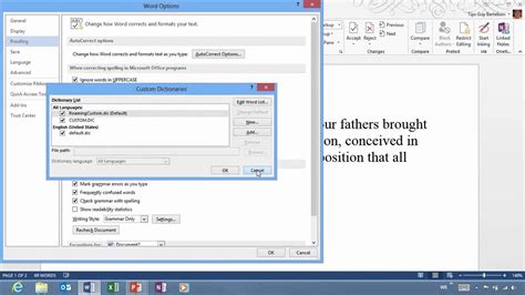How To Use The Proofing Panel In Word Word Reference Words Bar Displays