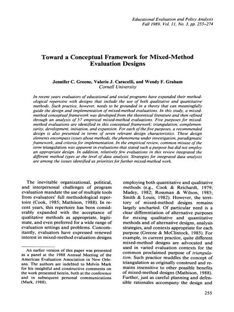 Toward A Conceptual Framework For Mixed Method Evaluation Designs Qualitative Research