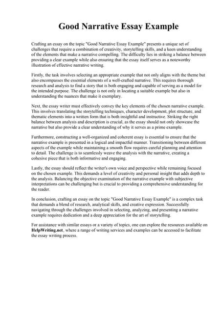 Good Narrative Essay Example Pdf