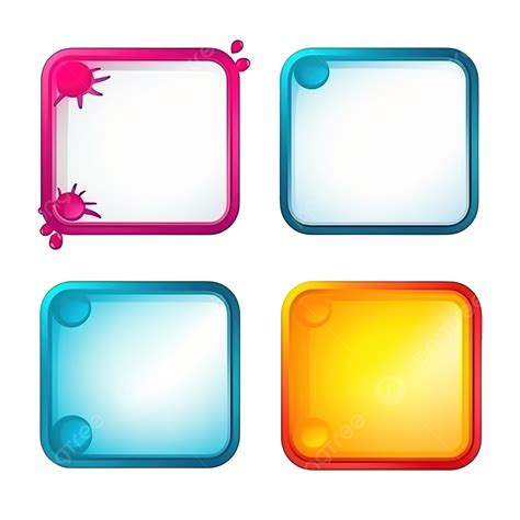 검은 선 프레임 배경에서 다른 대화 상자 프레임 말풍선 거품 화려한 빨간색 보라색 노란색 파란색을 설정합니다 텍스트 풍선 말풍선 음성 상자 Png 일러스트 및 이미지