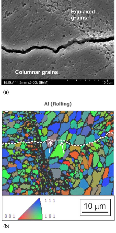 A SEM Micrograph And B EBSD Orientation Map Taken In Locations Near Download Scientific