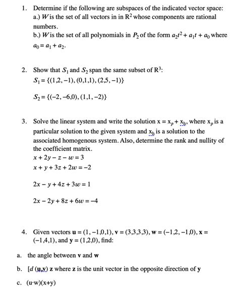 SOLVED Determine If The Following Are Subspaces Of The Indicated Vector Space A W Is The Set