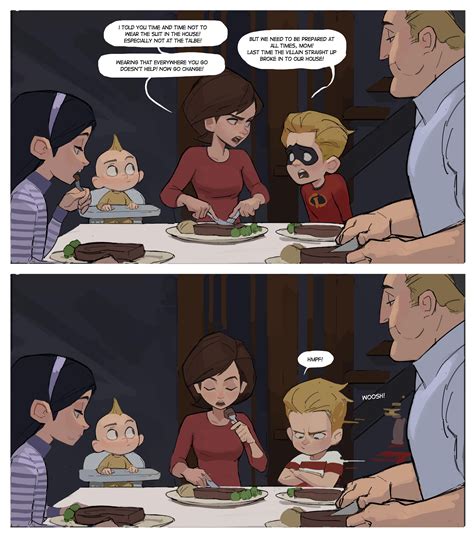 Helen Parr Violet Parr Bob Parr Dash Parr And Jack Jack Parr The Incredibles Drawn By