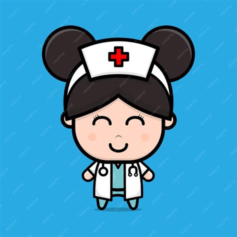 귀여운 간호사 캐릭터 일러스트 프리미엄 벡터