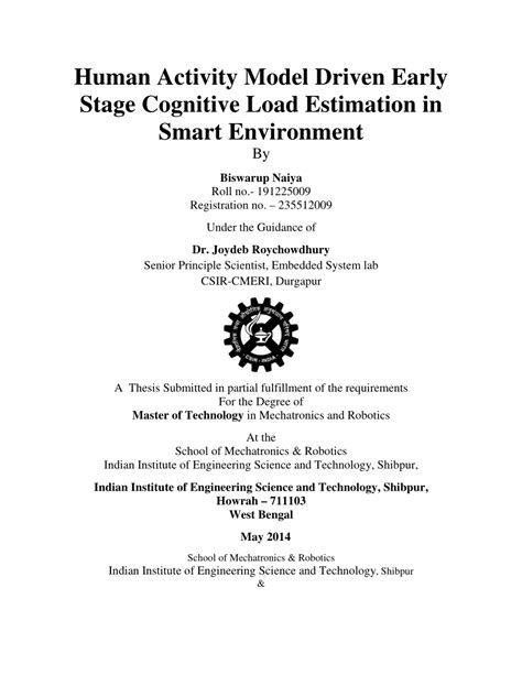 Pdf Human Activity Model Driven Early Stage Cognitive Load Estimation In A Smart Environment