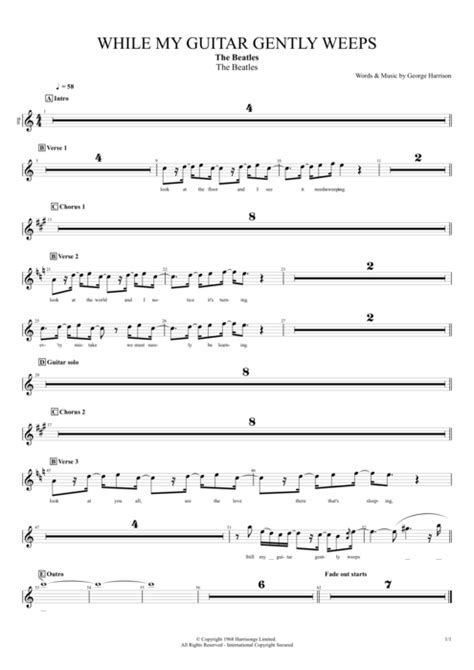 While My Guitar Gently Weeps Tab by The Beatles (Guitar Pro) - Full Score | mySongBook