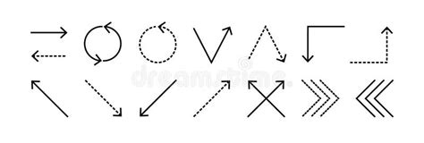 Arrow Icon Set With Editable Stroke Cursor Collection In Different Directions Stock Vector