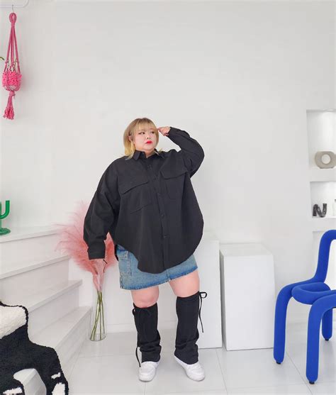 빅사이즈 오버핏 빅 포켓 탄탄 면 둥글 밑단 셔츠자켓