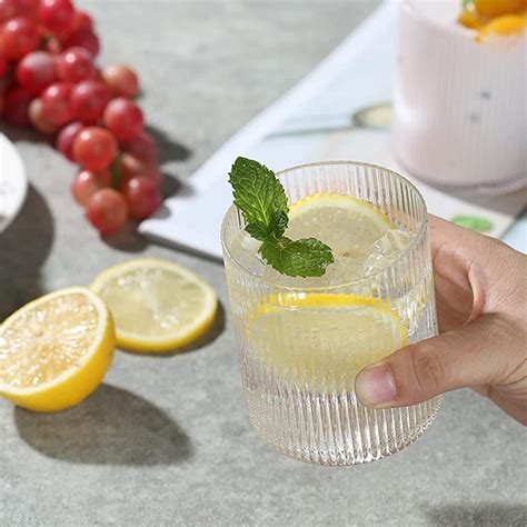 6 Pack Vintage Ribbed Drinking Glasses Volume Bucks