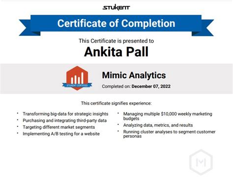 Ankita P On Linkedin Im Happy To Share That Ive Obtained A New Certification Mimic Analytics