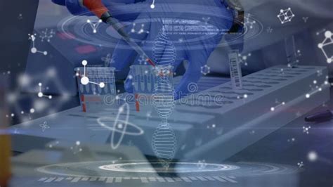 Animation Of Data Processing Over Scientist With Test Tubes Stock Video