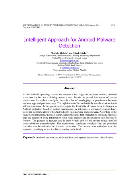 pdf intelligent approach for android malware detection
