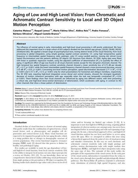 Pdf Aging Of Low And High Level Vision From Chromatic And Achromatic