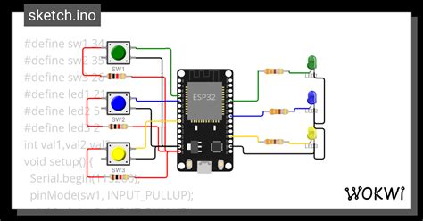 Digital Input And Output Wokwi Esp32 Stm32 Arduino Simulator
