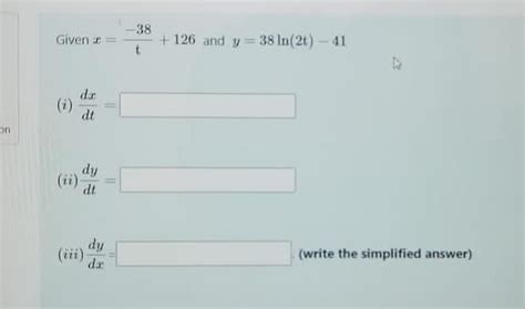 solved given x 29sin 12t 12 and y 58cos 12t 145 write the