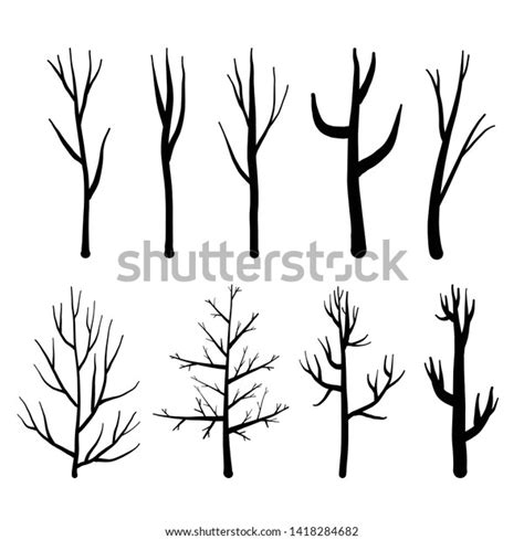 Collection Trees Silhouettes Isolated Naked Trees 스톡 벡터 로열티 프리 1418284682 Shutterstock