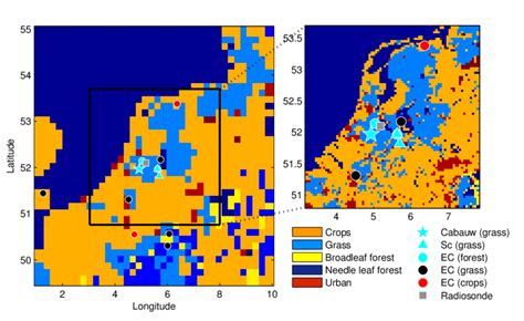 Simulation Domain With 2 Nested Grids The Star Indicates Cabauw The Download Scientific
