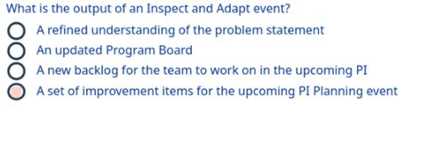 solved what is the output of an inspect and adapt eventa