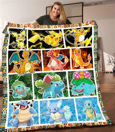 Pokemon Evolution Quilt Blanket