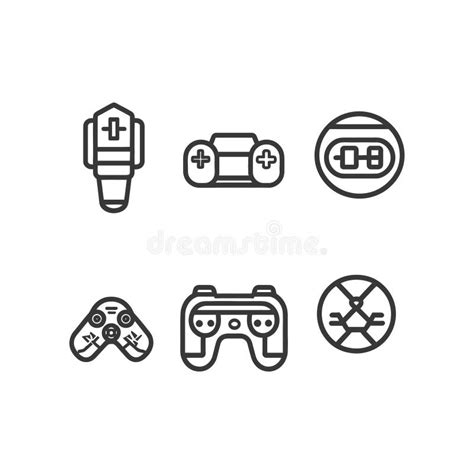 Collection Of Six Modern Game Controller Icons Set Of Simple Line