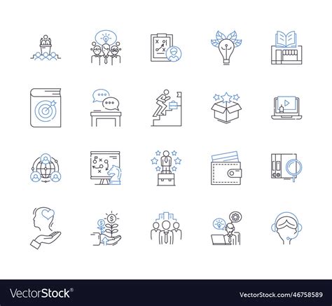 Business Process Outline Icons Collection Vector Image