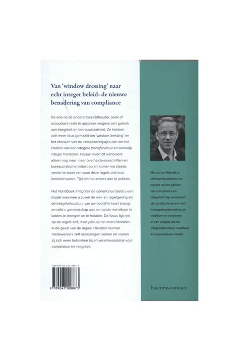 Handboek Integriteit En Compliance Boek Marius Van Rijswijk Thema Nl