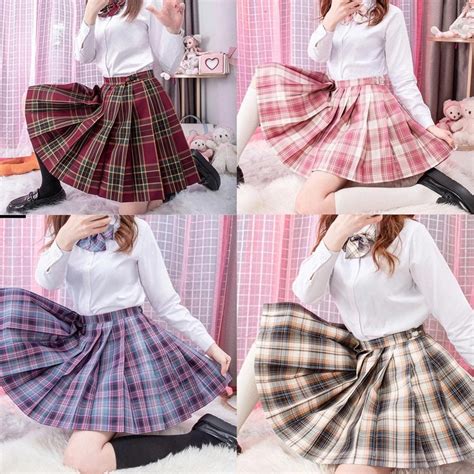 5color 스쿨룩 체크무늬 플리츠 스커트 교복 생활 이랜드몰